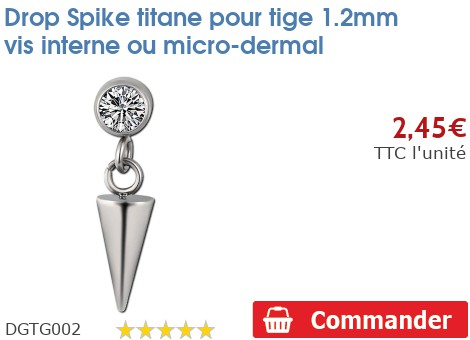 Drop Spike titane pour tige 1.2mm vis interne ou micro-dermal - DGTG002