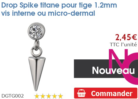 Drop Spike titane pour tige 1.2mm vis interne ou micro-dermal - DGTG002