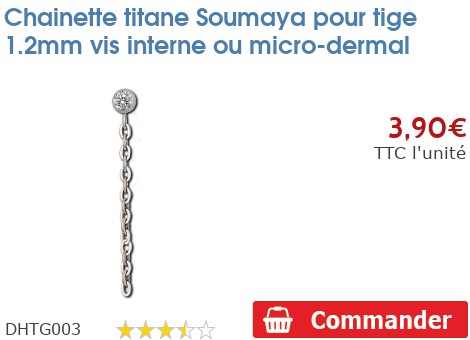 Chainette titane Soumaya pour tige 1.2mm vis interne ou micro-dermal ...