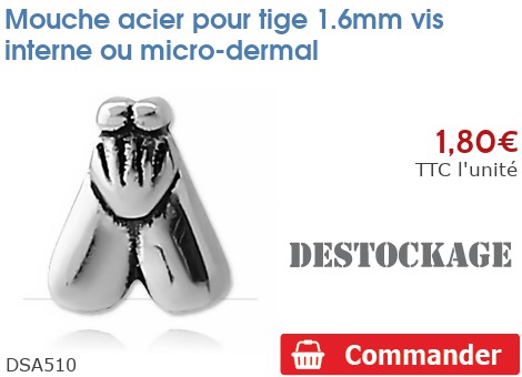 Mouche acier pour tige 1.6mm vis interne ou micro-dermal - DSA510