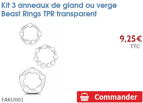 Kit 3 anneaux de gland ou verge Beast Rings TPR transparent - FAKU001