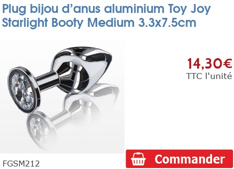 Plug bijou d'anus aluminium Toy Joy Starlight Booty Medium 3.3x7.5cm - FGSM212