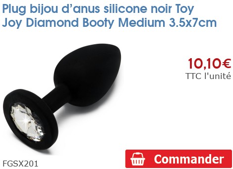 Plug bijou d'anus silicone noir Toy Joy Diamond Booty Medium 3.5x7cm - FGSX201