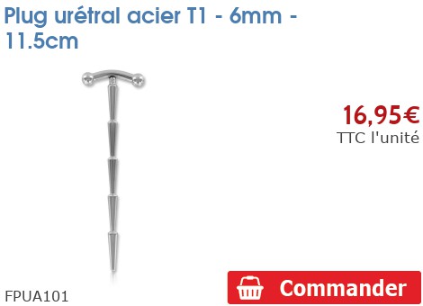 Plug urétral acier T1 - 6mm - 11.5cm - FPUA101